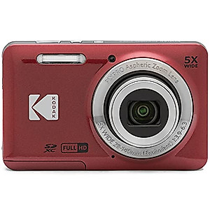Kodak FZ55RD PIXPRO Digital Camera Red Bundle with Lexar 64GB High-Performance 800x UHS-I SDHC Memory Card Blue Series