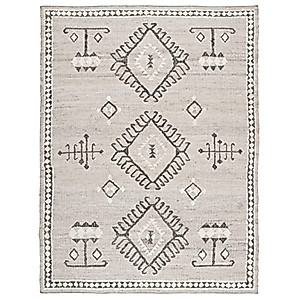 SAFAVIEH Kilim Collection Area Rug - 9' x 12', Grey & Black, Handmade Flat Weave Jute, Ideal for High Traffic Areas in Living Room, Bedroom (KLM762F)