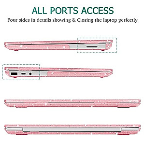 May Chen Compatible with 12.4 inch Microsoft Surface Laptop Go 2 Models: 1943 2013, Release 2022 Fashion Plastic Hard Shell Case with Screen Protector + Keyboard Cover + Dust Plugs, Pink Glitter