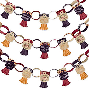 Big Dot of Happiness Friends Thanksgiving Feast - 90 Chain Links and 30 Paper Tassels Decoration Kit - Friendsgiving Party Paper Chains Garland - 21 feet