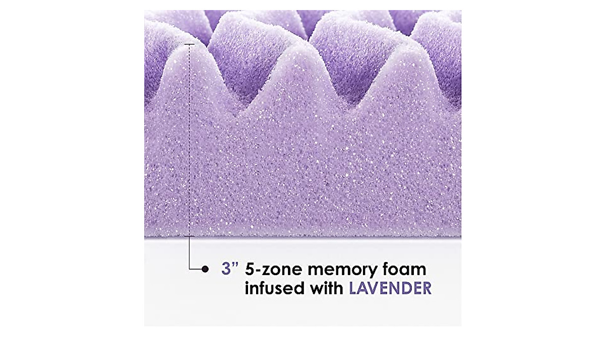 Mellow 3-Inch Lavender Memory Foam Topper - Queen Size