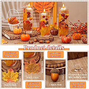 Jetec 2116 Pieces Thanksgiving Vase Filler Faux Pearl for Vase Filler Fall Vase Filler Water Gels Bead Candle Centerpiece for Thanksgiving Fall Table Party Decoration (Acorn Maple Leaf Style)