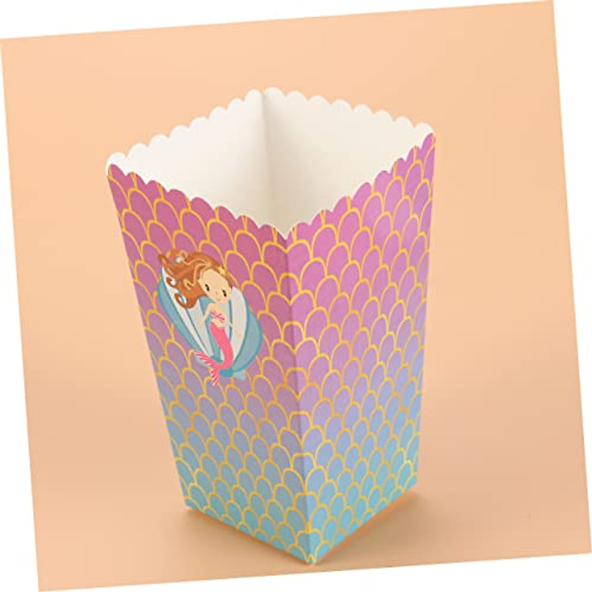 Popcorn Carton 72 Pcs Popcorn Boxes Mermaid Popcorn Boxes Party Candy Cartons Cartoon Gift Box Scalloped Favor Box Popcorn Box Cardboard Popcorn