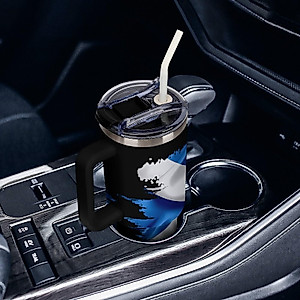 Scotland Scottish Flag 40 Oz Tumbler with Handle And Straw Lid,Insulated Reusable Stainless Steel Travel Glass Mug 40 Ounces