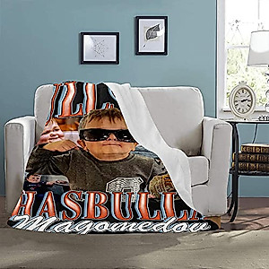 Hasbulla Fleece Blanket, Hasbulla Mini Khabib Blanket Gift for Fans, Hasbulla Magomedov Meme Fleece Blanket, King Hasbulla Blanket for Bed Sofa Couch