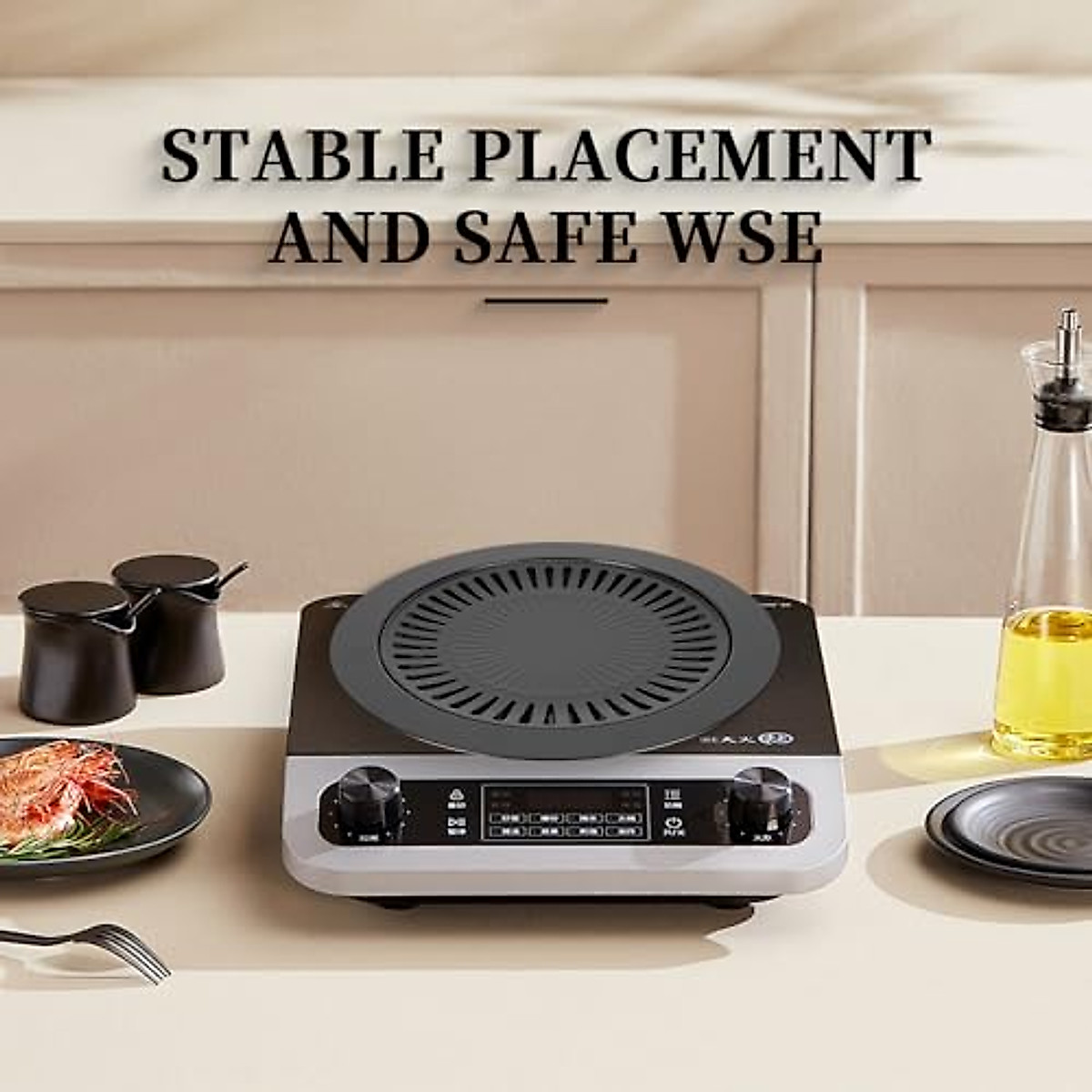 Kelepu Korean BBQ Grill Korean Style BBQ Grill Plate Smokeless Round Nonstick Iron Household Barbecue Pan Roasting Grill Pan with Outer Pan and Inner Pan for Indoor Outdoor Home Camping