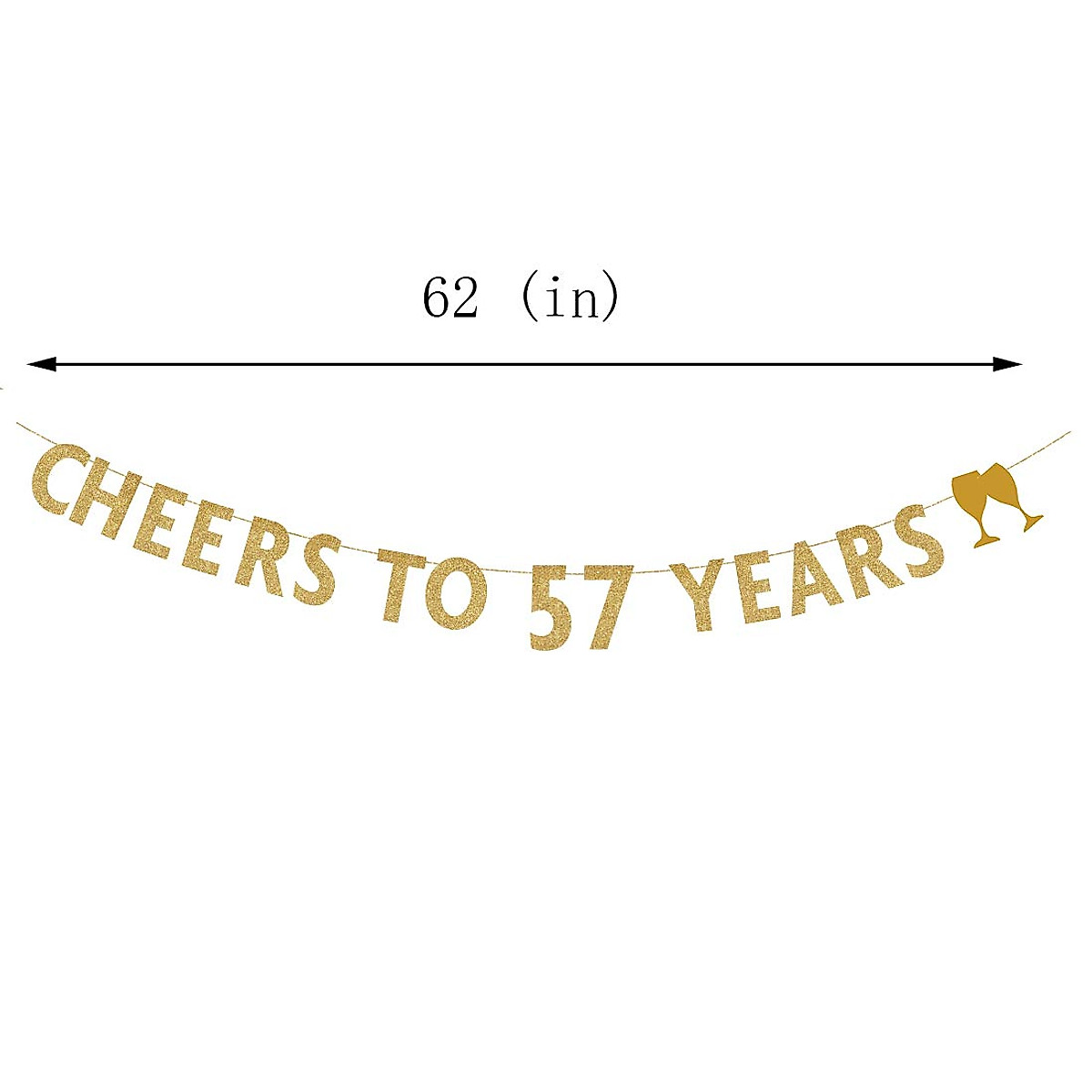 MAGJUCHE Gold glitter Cheers to 57 years banner,57th birthday party decorations