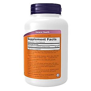 NOW Foods Supplements, CoQ10 60 mg, Pharmaceutical Grade, All-Trans Form of CoQ10 Produced by Fermentation, 180 Veg Capsules