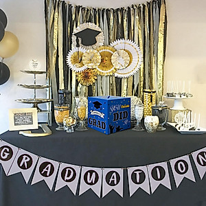 Graduation Card Box, 2024 Graduation Party Decorations, Graduation Box, Graduation Card Holder Foldable Congrats Grad Card Gift Box Class of 2024 for Graduation Party Supplies Party Favors Blue