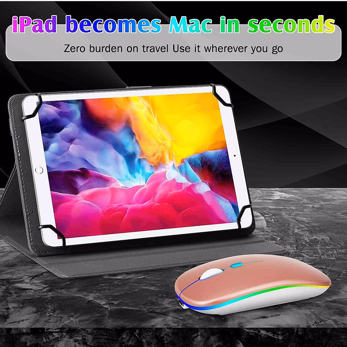 UrbanX Bluetooth Rechargeable Mouse for Lenovo 81UT00EAUS IdeaPad Laptop Bluetooth Wireless Mouse Designed for Laptop/PC/Mac/iPad pro/Computer/Tablet/Android RGB LED Turquoise