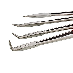 ABN Needle Nose 16in Plier 4-Piece Set – Long Reach 90-Degree Angle, 45-Degree Angle, Straight, and Curved Pliers