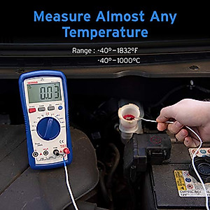 Etekcity Professional Digital Multimeter Voltmeter A1000, AC/DC Voltage Tester, TRMS 6000 Counts, Current, Resistance, Frequency, Continuity, Capacitance, Diode, Temperature, NCV