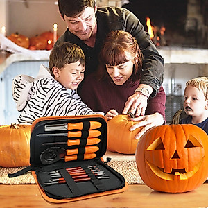 11 PCS Pumpkin Carving Kit for Adults & Kids with Professional Detail Sculpting Tools, Heavy Duty Stainless Steel Knife Set with Carrying Case for Halloween Decoration