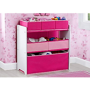 Delta Children Design and Store 6 Bin Toy Organizer, White/Pink
