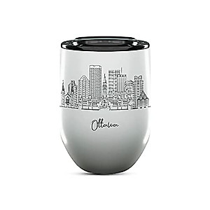 Ottawa Ontario Gifts and Souvenirs - 12 Oz Insulated Wine Tumbler with Lid - Ottawa College Graduation Gifts - Unique Drinkware - Canada Long Distance Gifts for Her & Homesick Student Gifts