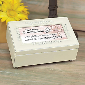 Cottage Garden First Holy Communion Spiritual Journey Ivory Petite Jewelry Music Box Plays Jesus Loves Me