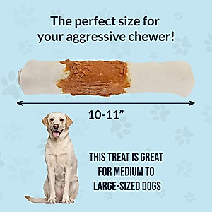 Pawveyor 10-11" USA-Sourced Chicken Wrapped Rawhide Retriever Rolls for Large Dogs - 20 Thick Long Lasting Dog Chews for Aggressive Chewers - All-Natural Chicken Wrapped Dog Treats for Large Dogs
