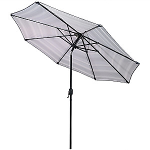 Sunnydaze 9-Foot Patio Umbrella with Push Button Tilt and Crank - Aluminum Pole with Polyester Canopy - Catalina Beach Stripe