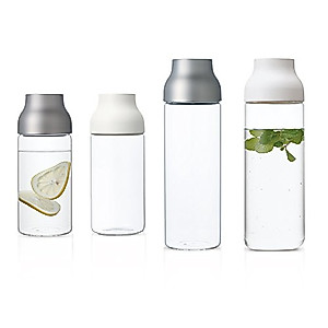 Kinto 22971 Capsule Water Carafe, Pitcher, Cold Water Bottle, 33.8 fl oz (1 L), White