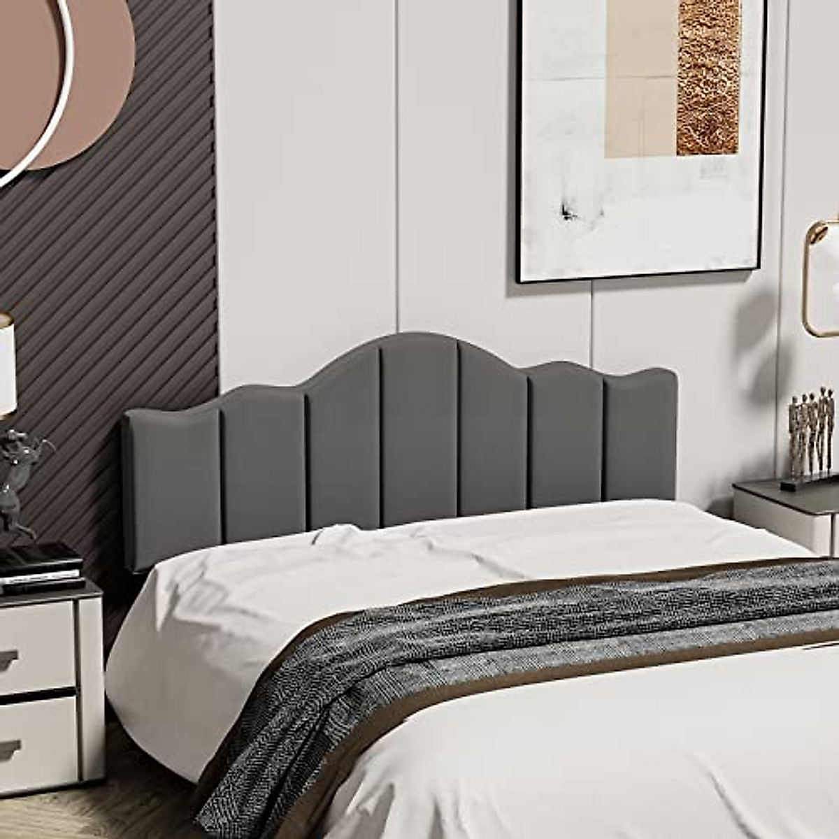 YENING Queen Size Headboard Only Queen Bed Headboards Fabric Cabeceras De Cama, Height Adjustable, Grey