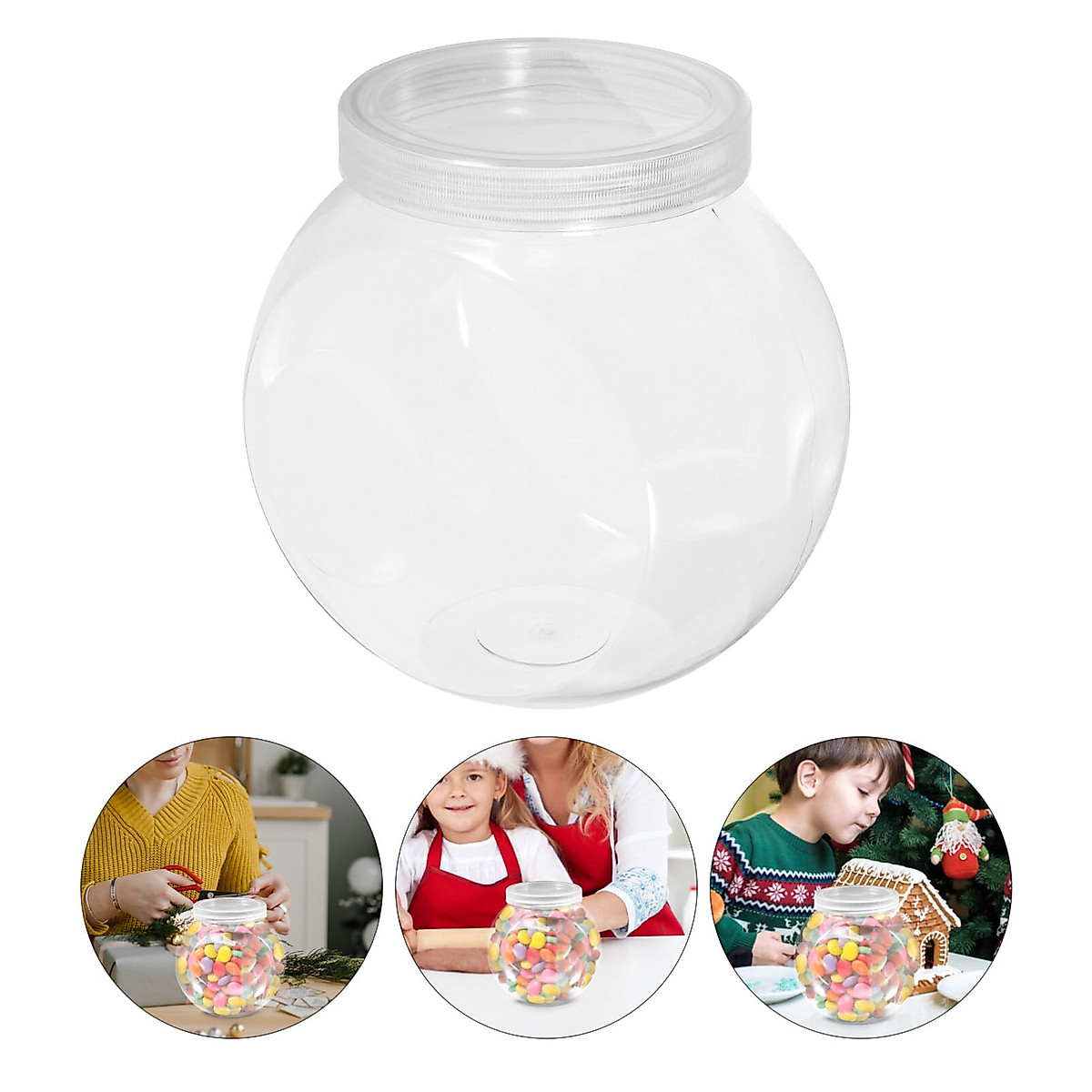 UPKOCH 3pcs Clear Tea Jars Candy Holder with Lid Plastic Sweet Jars Small Jar with Lid Dry Food Jar Small Cookie Container Small Holders Party Cookie Holder Candy Jar Mini Items Jar