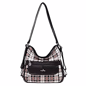 Women Handbag Purse Soft Vegan Leather Shoulder Crossbody Bag;Women Hobo Bag-White/Black