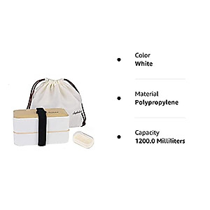 Bento Box Lunch Box with Upgraded Adjustable Strap, 2-Tier Japanese Bento Box Adult Stackable Leakproof BPA-Free 1200ml Lunch Containers with Cutlery Lunch Bag-White