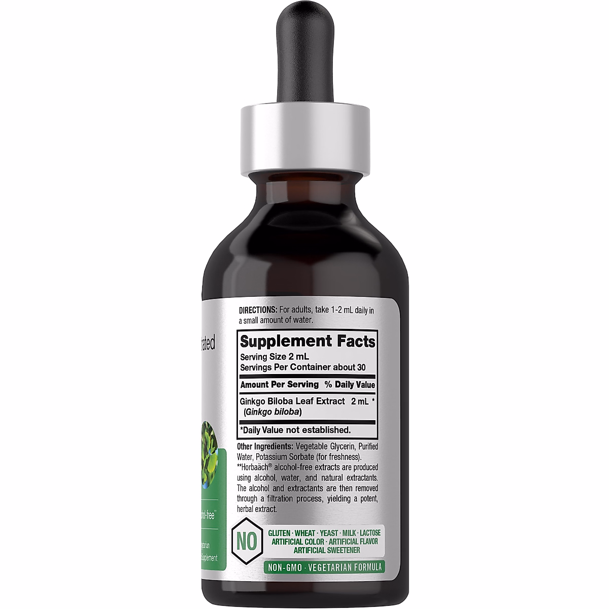 Horbäach Ginkgo Biloba Extract Liquid | 2 fl oz | Alcohol Free Leaf Extract Supplement | Vegetarian, Non-GMO, Gluten Free