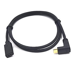 Kework 2ft USB C to USB C Extension Cable, 90 Degree Angle Up& Down USB Type C Male to Female Sync Charging & Data Transfer Cord, 3A & 10Gbps (Up & Down-2ft)