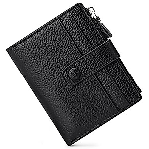 FALAN MULE Small Wallets for Women RFID Blocking Slim Bifold Leather Womens Wallet with Zipper Coin Purse