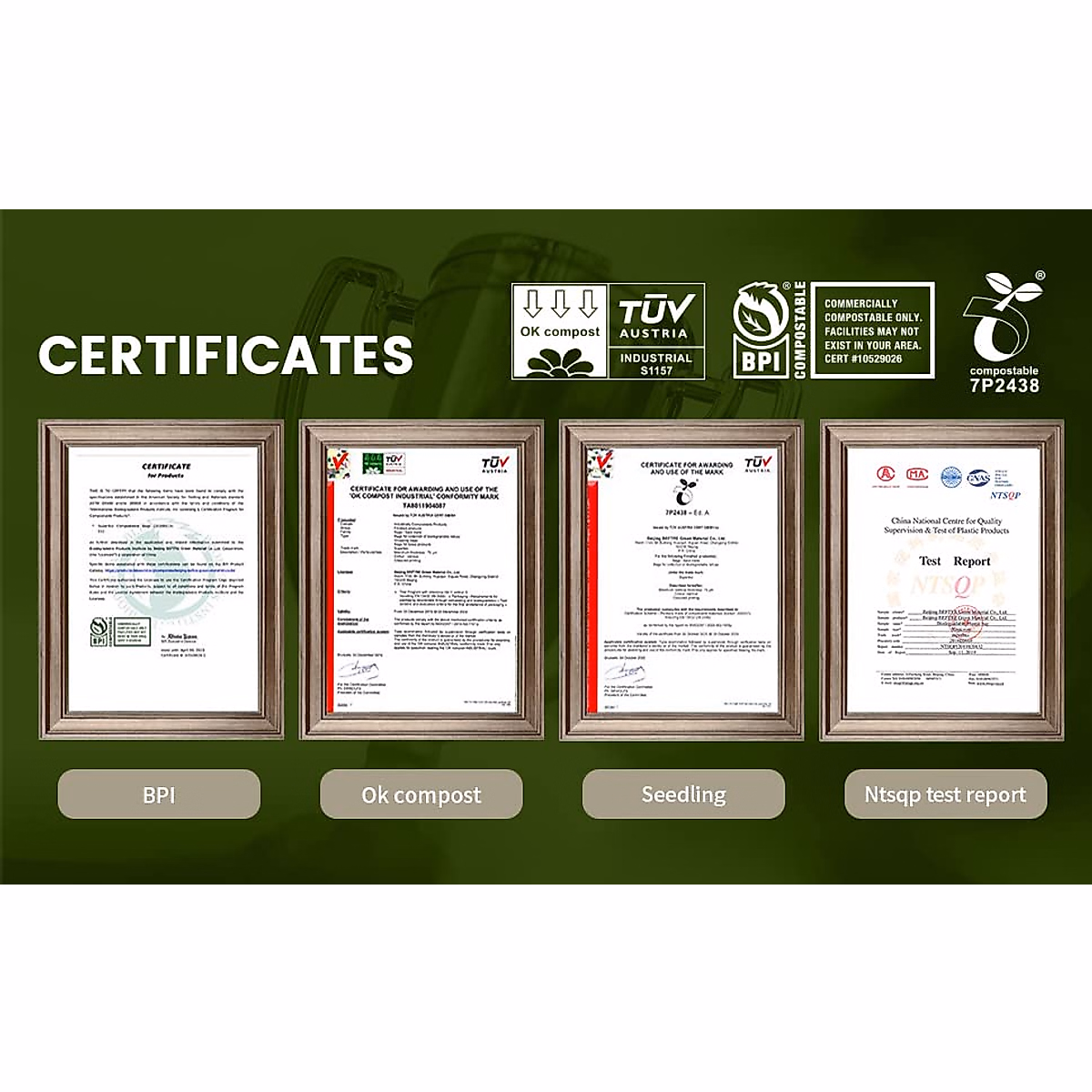 SUPERBIO 3 Gallon Compostable Handle Tie Kitchen Garbage Bags, 80 Count, Food Scrap Trash Bags For Home Office Bathroom Kitchen Bins, Certified by BPI and OK Compost