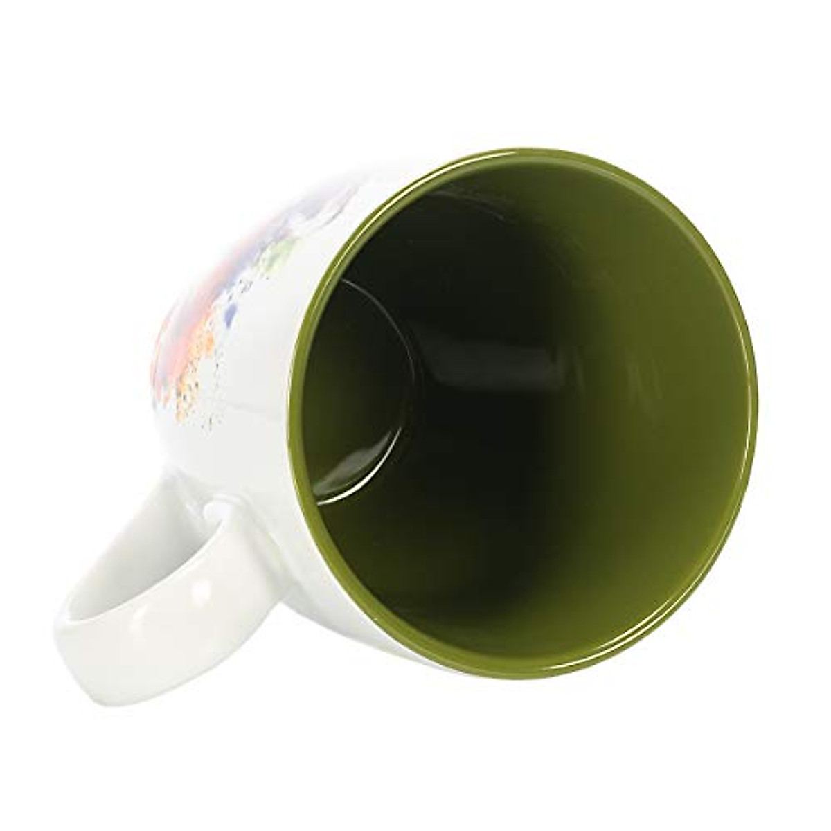 DEMDACO Fox Watercolor Green On White 12 Ounce Glossy Stoneware Mug With Handle