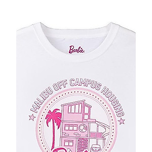 Barbie Women's Malibu Off Campus White T-Shirt | Iconic Brand | Fashionable Short Sleeved | Comfortable Retro Fit Movie Merchandise - X-Large