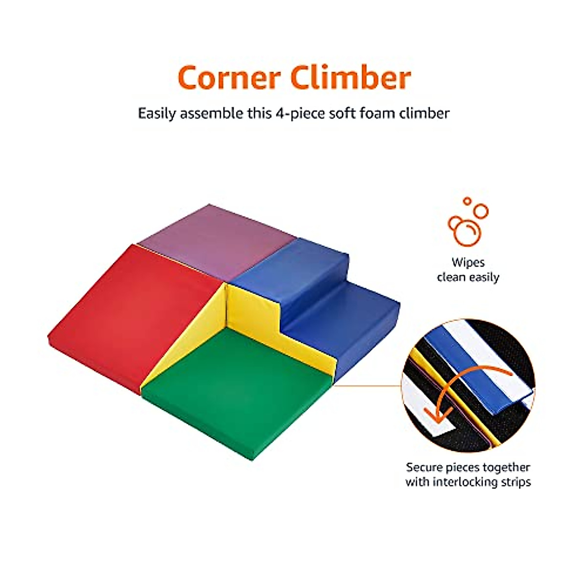 Amazon Basics Kids Soft Play Corner Climber, 4-Piece