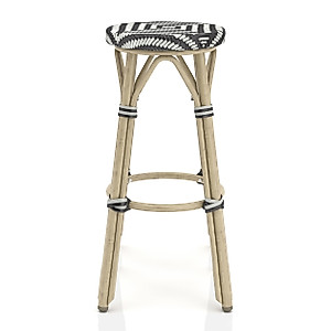 Greemotion Binde Boho 30-inch Aluminum and All-Weather Wicker Barstools with Footrest, Patio Stools & Bar Chairs for Outdoor, Kitchen Counter, Poolside, Yard, Set of 2, Brown