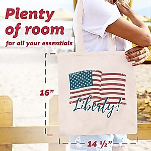 Pattern Pop - Personalized Patriotic Tote Bag - 4th of July and Memorial Day Pillows - Graphic Canvas Tote Bag - Tote Bag Personalized for You - Flag