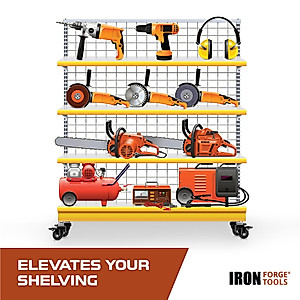 Iron Forge Tools Rolling Storage Rack Caster Wheels Heavy Duty - Set of 4 Locking Caster 3 Inch 1360 lb. Capacity for Boltless Self Locking Shelving Racks, Nylon and Steel Ball Bearing Wheels