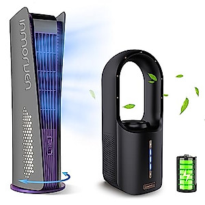 SISMEL Small Bladeless Tower Fan Bladeless Desk Fan, 2pcs