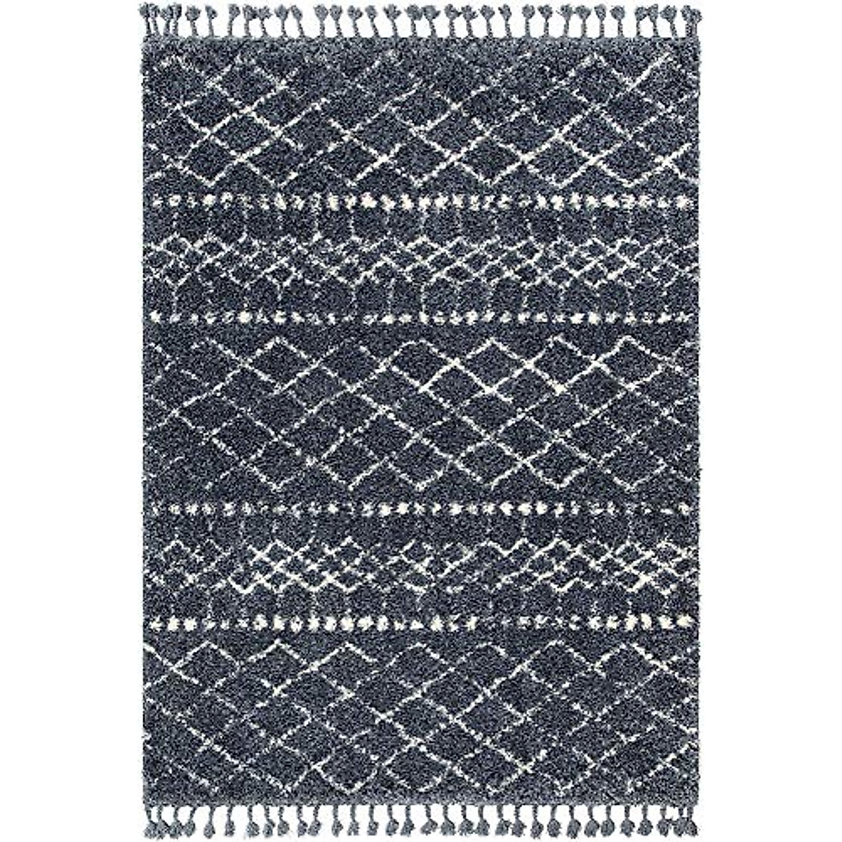 Well Woven Bissi Blue Super Thick & Soft Moroccan Shag Area Rug 5x7 (5'3" x 7'3")