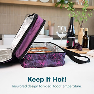 VP Home Double Casserole Insulated Travel Carry Bag (Henna Tattoo) for Trip Birthday Party, Mother's Day, Holiday, Christmas Day, Grocery Store, Supermarket, Outdoor Picnic etc