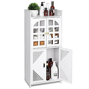 Bathroom Storage Cabinet,Home Furniture Floor Standing Cabinet,Toilet Side Paper Holder,PVC Home Organizers,Utility Storage Cabinet for Living Room, Bedroom, Kitchen, White