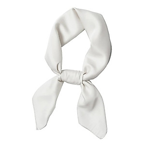 Lastclream Chiffon Square Neck Scarves for Women Handkerchief Retro Satin Ribbon Scarf for Hair Wrapping at Night 23.6" (White)
