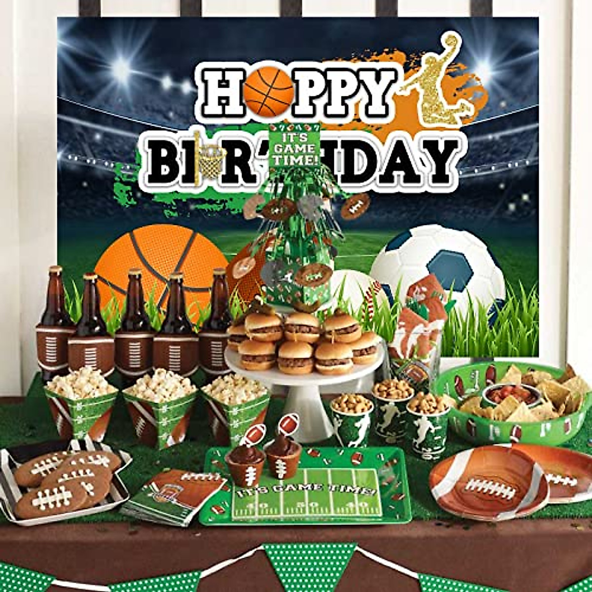 Ticuenicoa 5×3ft Sports Birthday Backdrop Boys Football Basketball Baseball Kids Birthday Background Kids Sports Theme Birthday Party Banner Wall Decorations Props