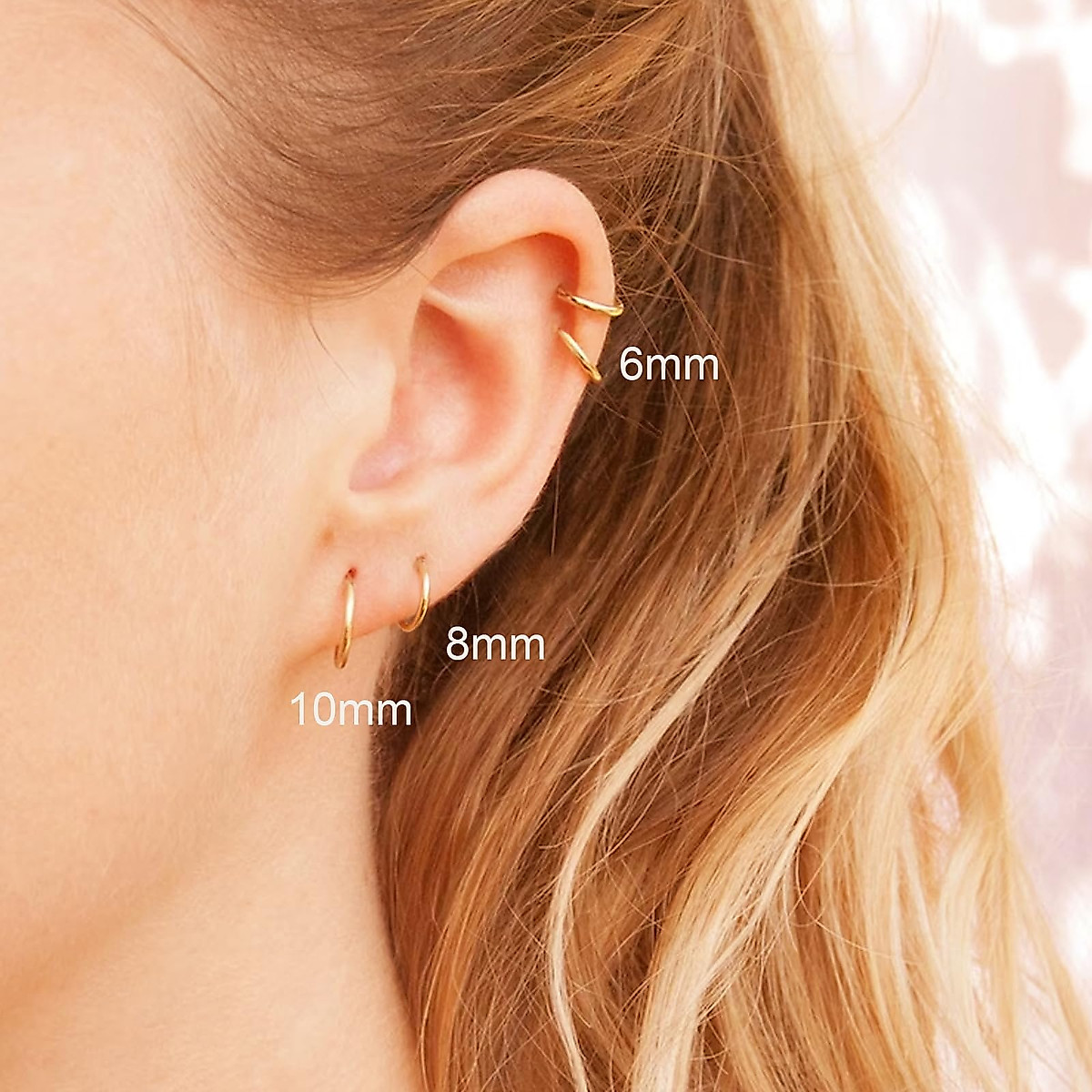 6 Pairs Gold Hoop Earrings Set, Opal/Pearl/Cubic Zirconia Stud Earrings for Sensitive Ears Hypoallergenic Small Huggie Hoop Earrings for Women Flat Back Earrings for Cartilage Helix Multiple Piercing