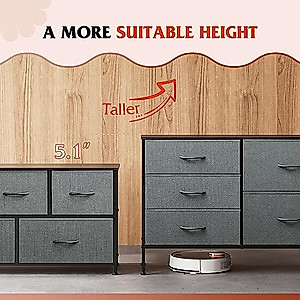 WLIVE Dresser for Bedroom with 5 Drawers, Wide Bedroom Dresser with Drawer Organizers, Chest of Drawers, Fabric Dresser for Living Room, Closet, Hallway, Nursery, Dark Grey