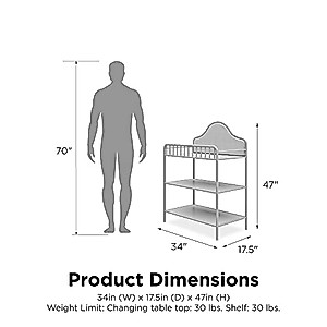 Little Seeds Piper Upholstered Metal Changing Table, Nursery Furniture, Dove Gray