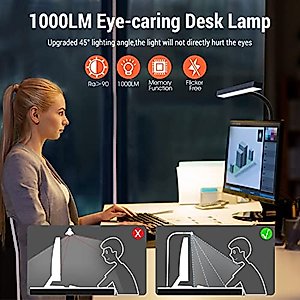 CELYST LED Desk Lamp, 10W Architect Desk Light with Flexible Gooseneck for Home Office, 3 Color Modes & 30 Brightness Levels Reading Lamp, Bright Tall Task Light for Piano, Computer, Table, Black
