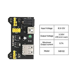 MECCANIXITY Power Supply Module DC 6.5-12V to 3.3/5V 0.7A Black for MB102 Prototype Breadboard Pack of 2
