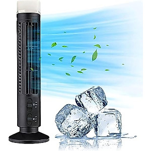 HWZQDJ Upgraded LED Tower Fan, Desktop Mini Vertical Conditioner with 2 Wind Speed Mode, Household Led Bladeless Tower Cooling Fan With Lighting Function, USB Charging Stand Up Tower Fan