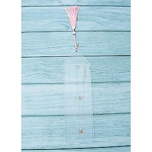 Sowaka 5 Sheets Bookmark Sleeves with 5 Pcs Colorful Tassels Plastic Clear Book Markers Cover Holder with Hole Photo Booth Sleeve for DIY Crafting Christmas Valentine’s Day Parties Supplies (20 X 5.8)